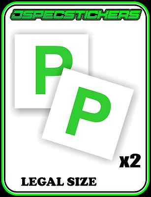GREEN P PLATE STICKER NON MAGNETIC LEGAL SIZE LICENCE REGO x2 CAR BIKE ...