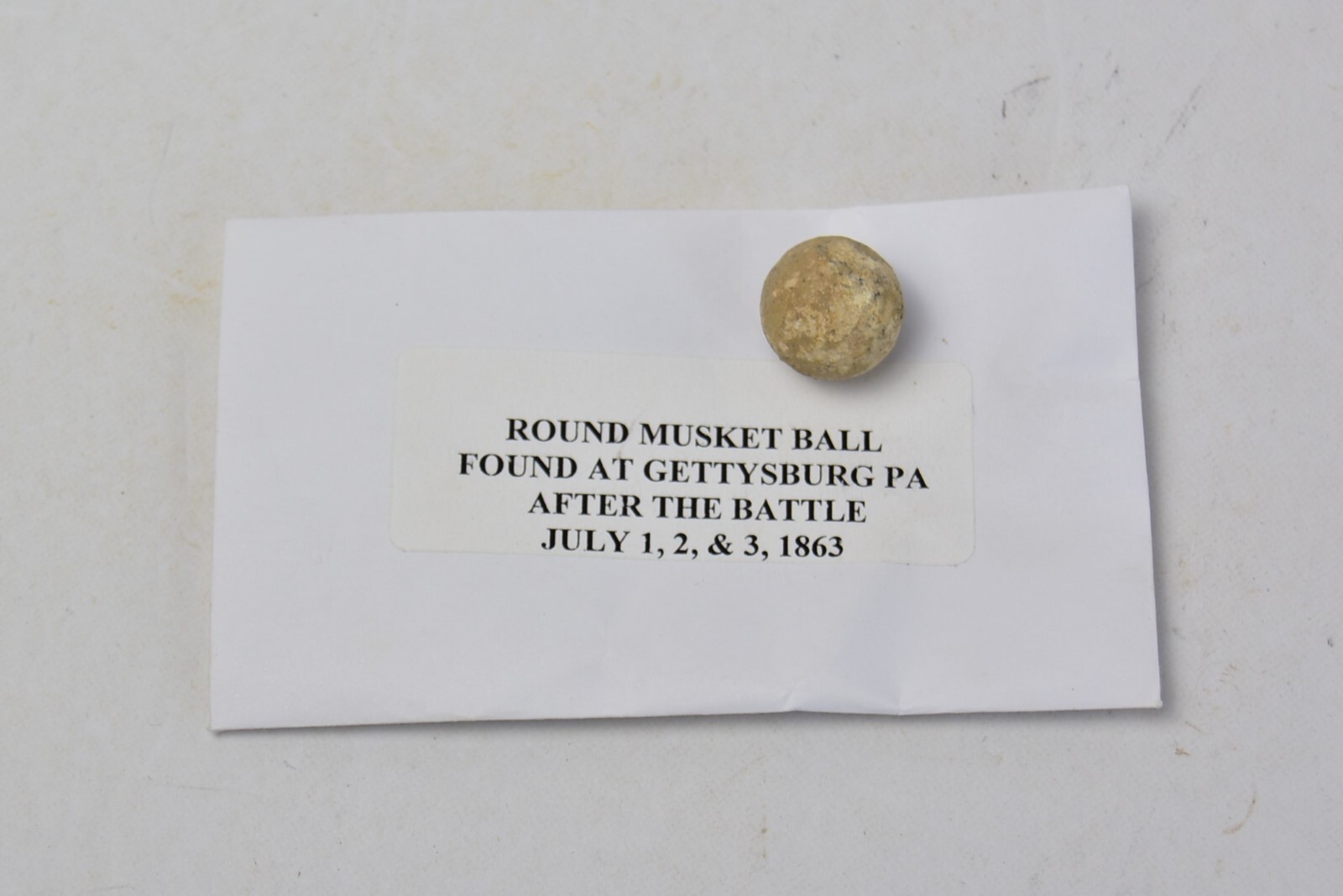 Round Musket ball Relic from battle of Gettysburg 1863 Civil War (Horse ...