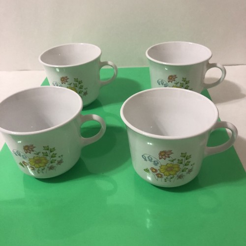 Vintage CORELLE Corning Ware Spring Flowers Set of 4 COFFEE TEA MUGS ...