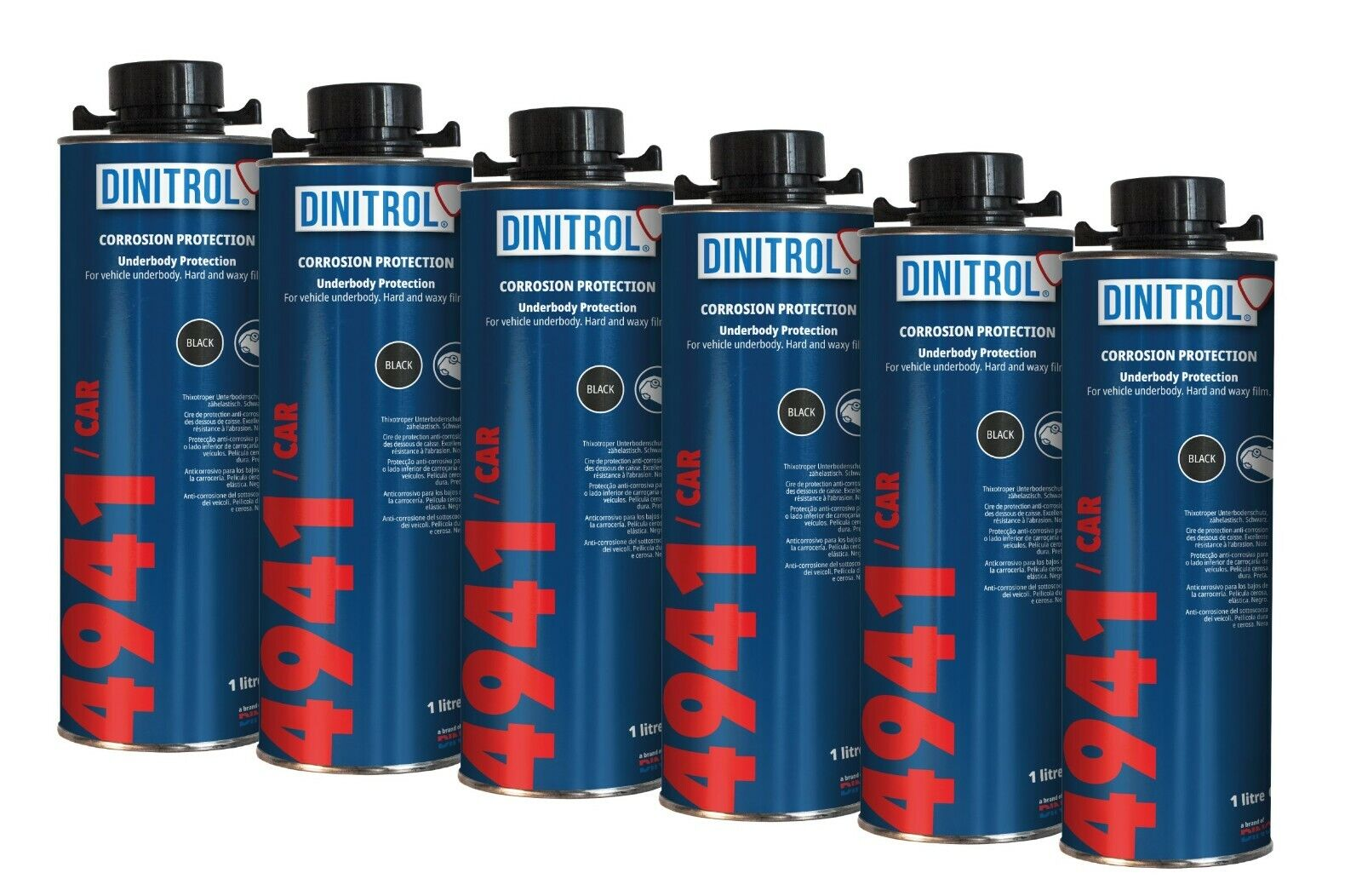 6 x DINITROL 4941 Underbody Chassis Rust Proofing Black Wax 1L Litre ...