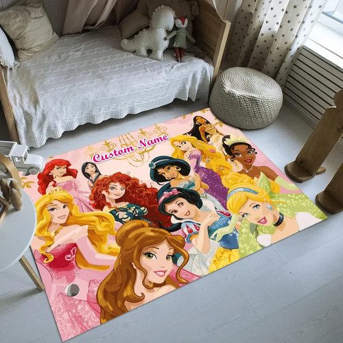 Princess Cartoon Kids Rug Personalized Name Indoor Area Rug Nursery ...