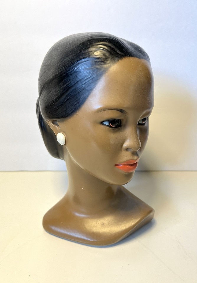Vtg MCM Marwal chalkware Polynesian girl head bust figurine tropical ...