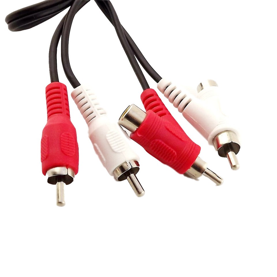 RCA Stereo Audio piggyback Cable 2x RCA Phono Male + 2x RCA Piggyback ...