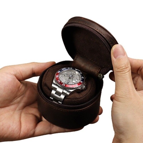 Genuine Leather Cowhide Watch Pouch Watch Box Travel Storage Case ...