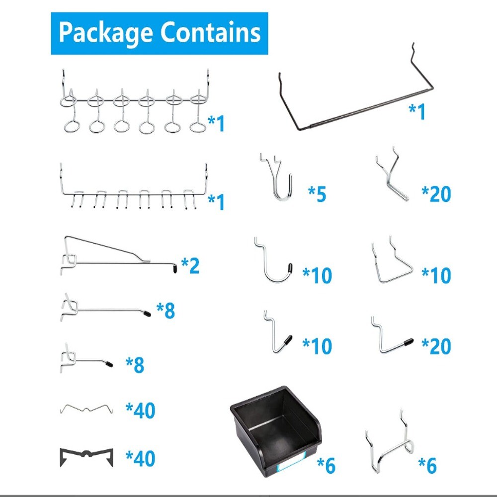 127PCS Metal Assortment Storage Kit Peg Locks Tool Pegboard Hooks | eBay