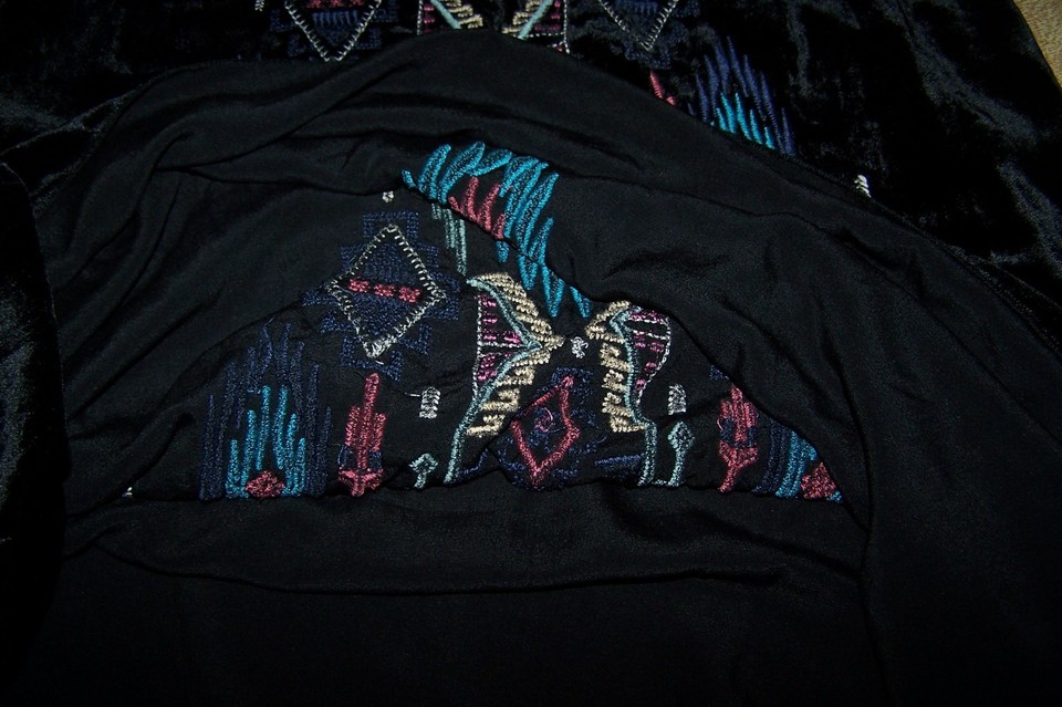 JOHNNY WAS S Boho Western Aztec Velvet Embroidered Long Tunic Tank ...