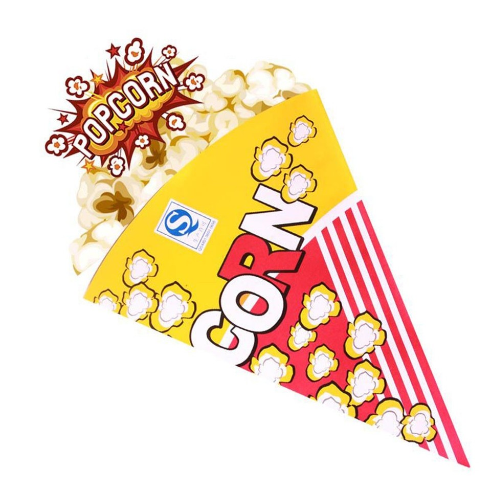 100 Pcs Paper Popcorn Bags Triangle Cone Shape Food Bags for Popcorn ...