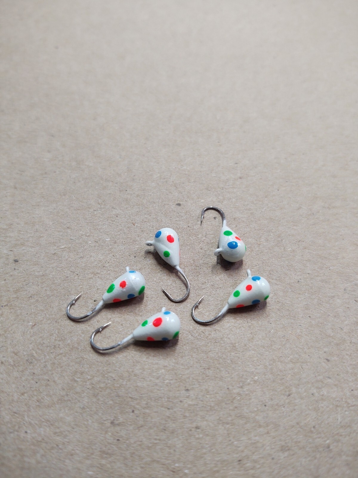 5 Pack 5mm WHITE GLOW Wonderbread Tungsten Ice Fishing Jigs Bluegill ...