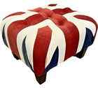 Small Union Jack Footstool / Pouffe /red white blue /UK Made /dark wood ...