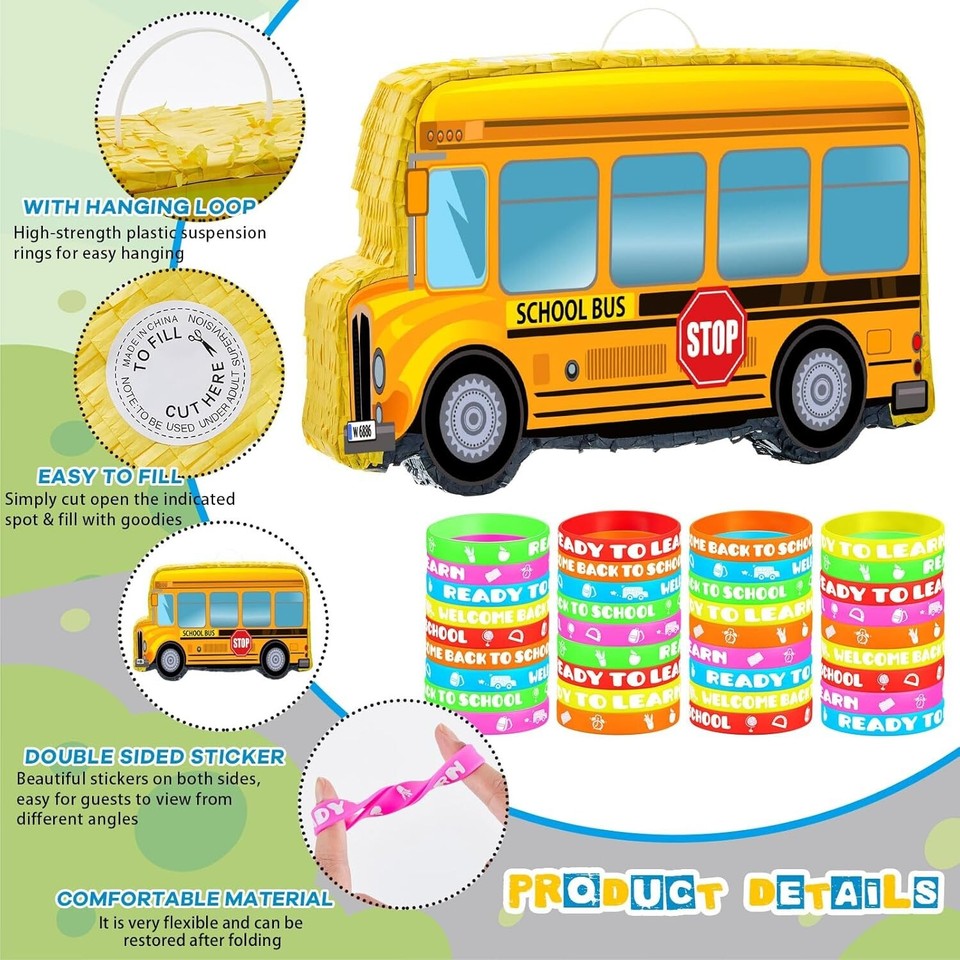 School Bus Piñata Back to School Piñata First Day of School Decorations ...