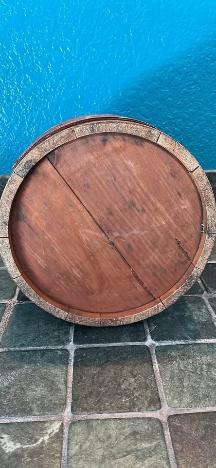 Antique vintage WOODEN FIRKIN SUGAR SEWING BUCKET with Swing Handle and ...