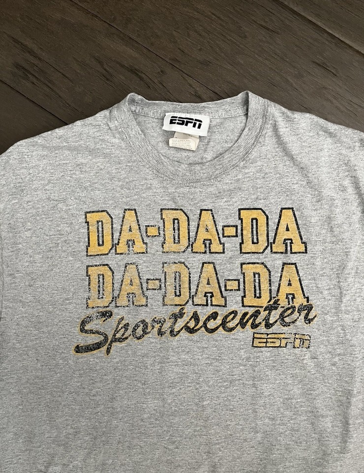 Vintage 90s ESPN Sportscenter Size Large Gray Short Sleeve Da-Da-Da ...