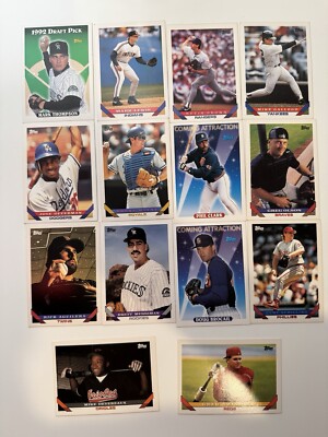 1993 Topps Baseball Trading Card Lot - 14 Cards- MLB Stars & Draft ...