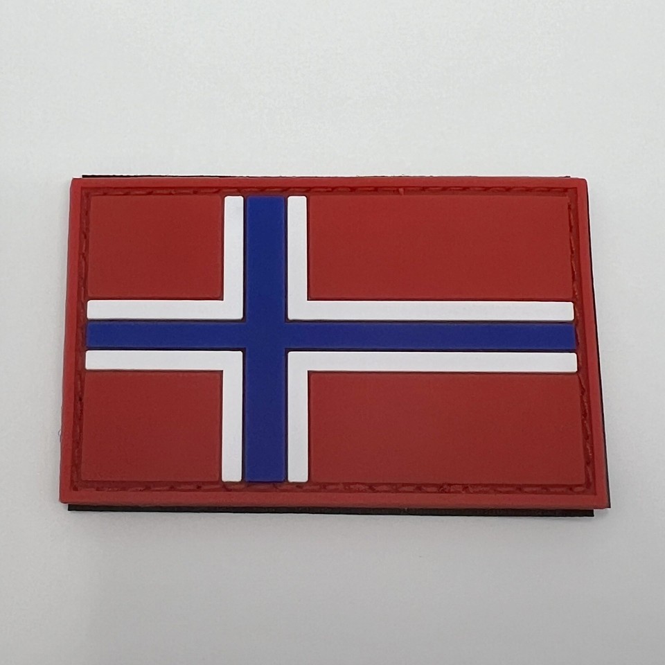 Norway Flag 3.25x2” Rectangle Rubber Tactical Patch Stitched Norwegian Oslo | eBay.de