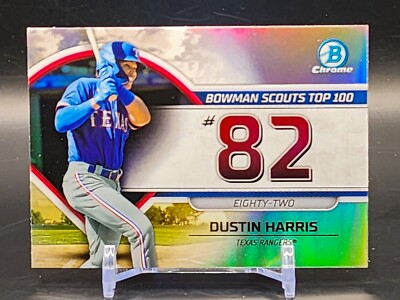 2023 Bowman Top 100 Prospects Dustin Harris #BTP-82 Rangers Baseball ...