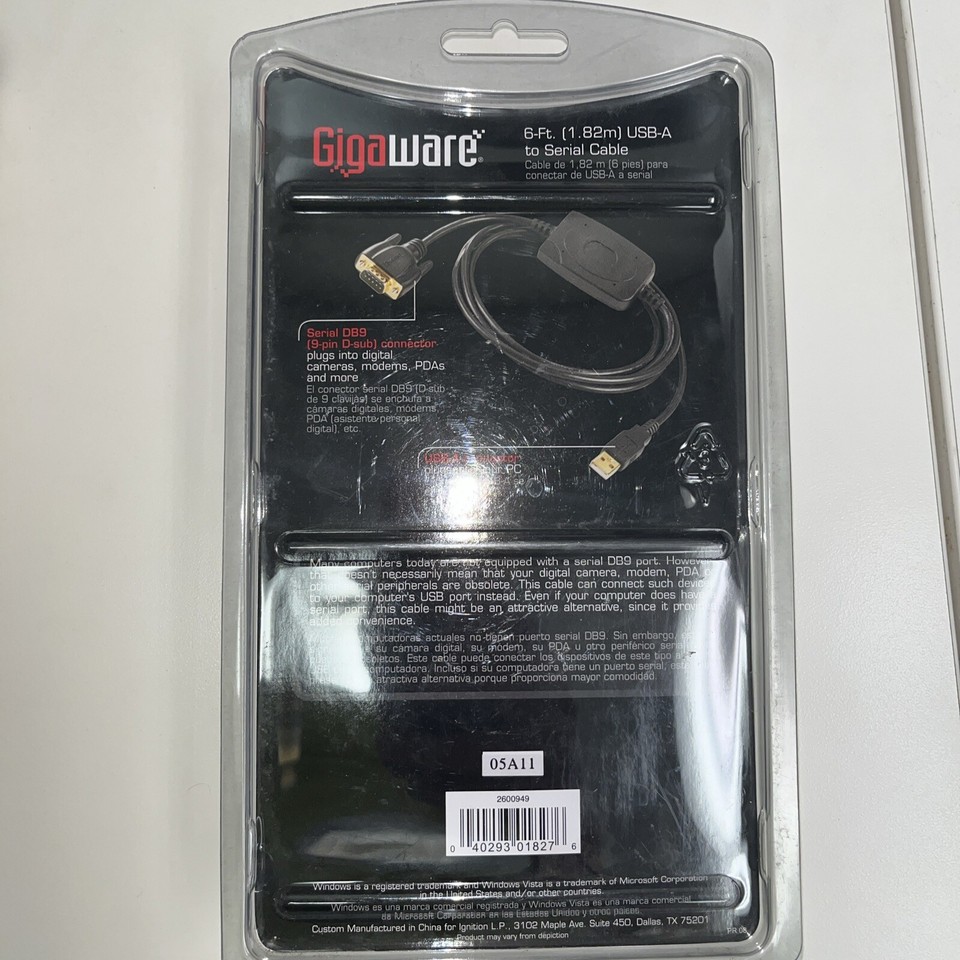 Gigaware 6 foot USB-A To Serial Cable | eBay