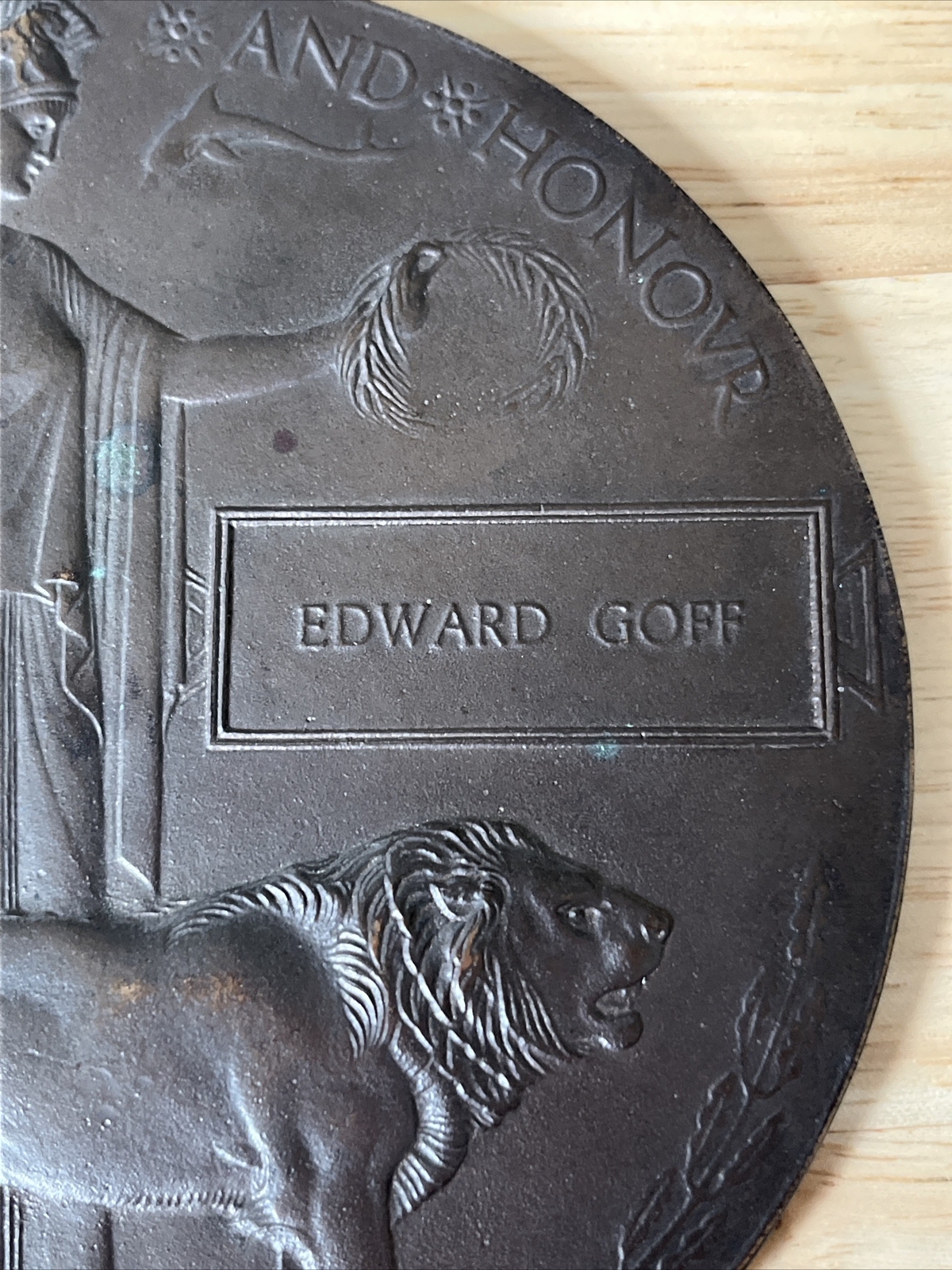 World War I Memorial Plaque - Edward Goff - Death Plaque / Dead Man’s ...