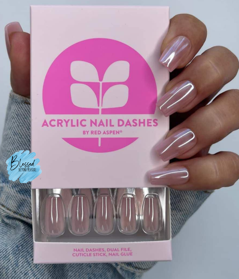 Red Aspen Press On Nails~Inspiring Ida~ACRYLIC~Long~Coffin~Pink~Glazed ...
