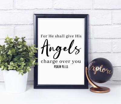 Psalm 91:11, Bible Verse Quote, Poster Print, Home Wall Decor | eBay