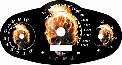Harley Davidson V Rod VRSCF Speedo Faceplate 2009-2018 Flaming Skull km ...