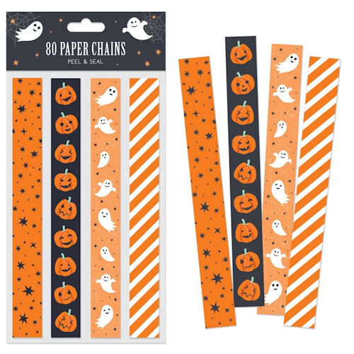 Halloween Paper Chain Decorations - 80 Chains Self Stick Party Decor ...