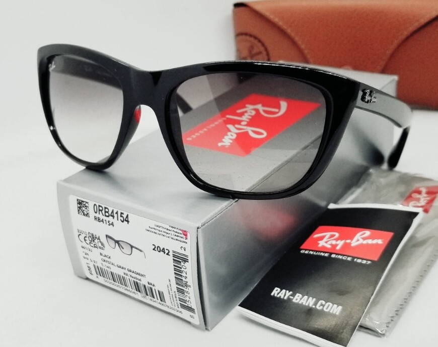 RAY BAN black/crystal grey gradient RB4154 601/32 57 sunglasses NEW IN ...
