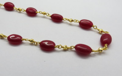 1 Foot Ruby Quartz Beaded Rosary Chain 22K Gold Chain Jewelry Making ...