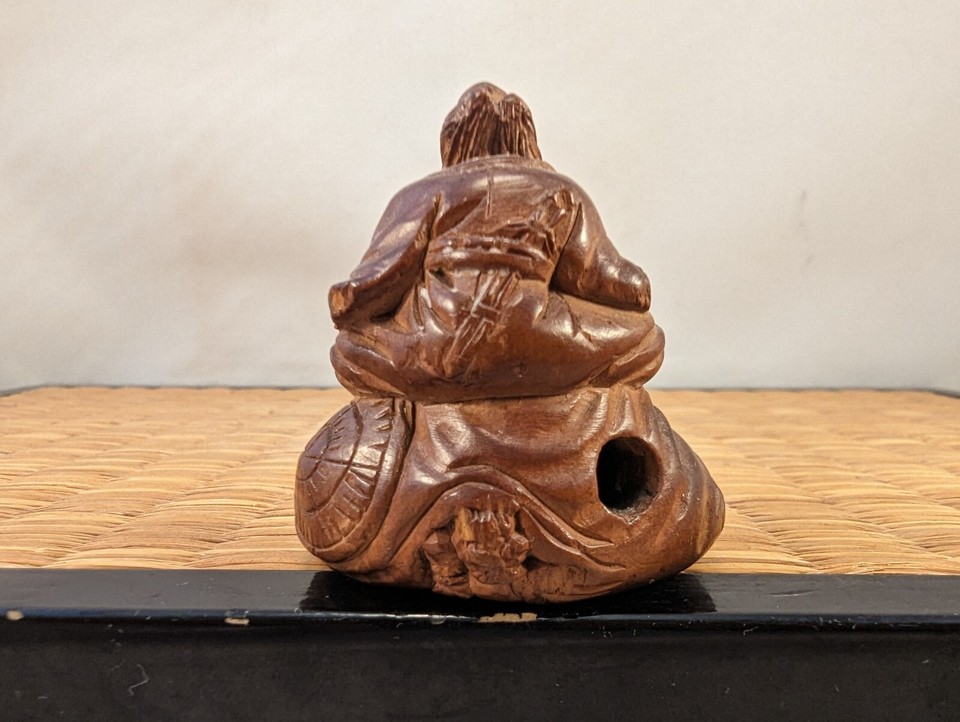 Japanese Antique Wood Netsuke Shoki Demon Queller & Oni signed Shugetsu ...