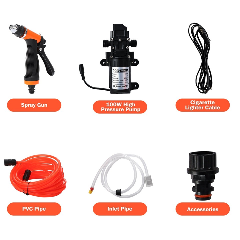 High Power Cleaner 12V With Water Pump Car Pressure Washer Electric Gun ...
