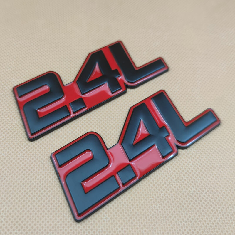 2X Car Emblem Metal Black & Red 2.4L Logo Badge Sport Fender Trunk ...