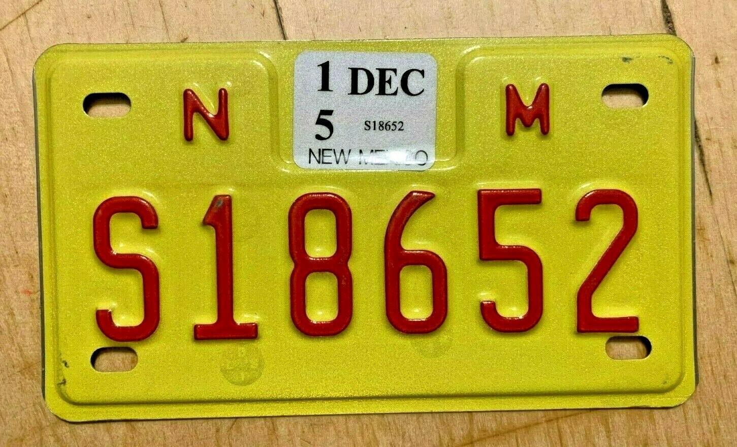 2015 NEW MEXICO MOTORCYCLE CYCLE LICENSE PLATE " S18652 " NM 15 | eBay