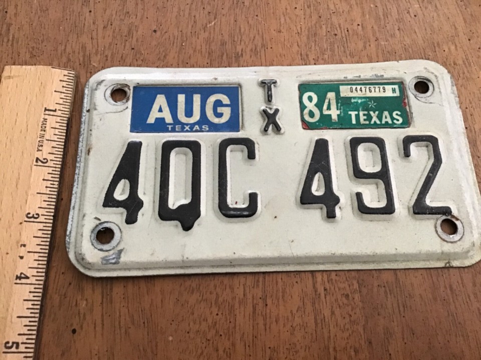 1984 Texas Motorcycle License Plate Tag 4QC492 | eBay