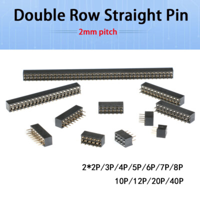2mm Female Pin Header Double Row Straight Strip Socket PCB Connector 2 ...