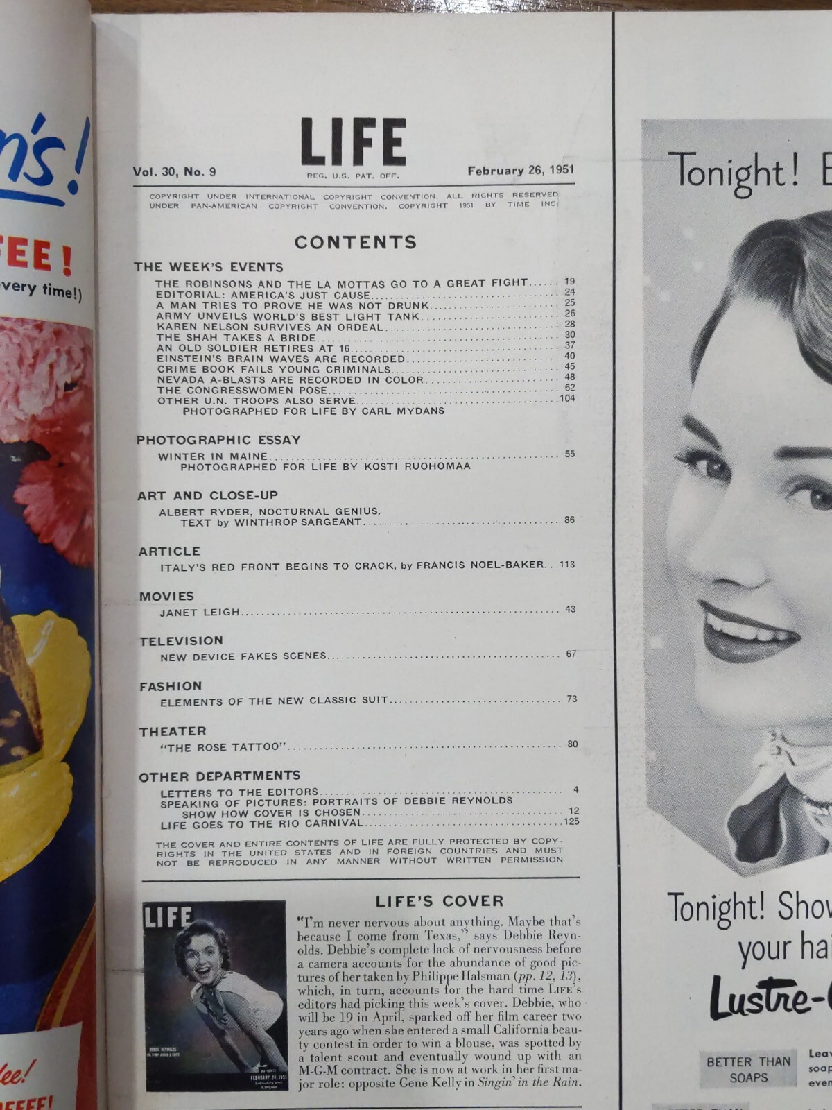Life Feb 26, 1951 Jon Whitcomb art, Debbie Reynolds, Janet Leigh ...