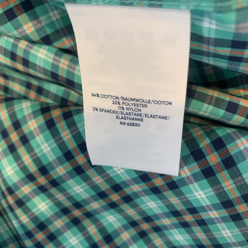 Lands End Shirt Mens Large Green Plaid Button Down Performance ...