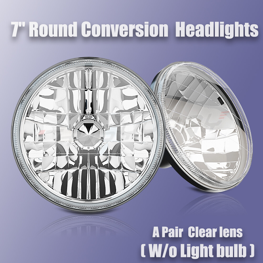 H6024 Head Light Glass Housing Lamp Classic Chrome 7" Round LED ...