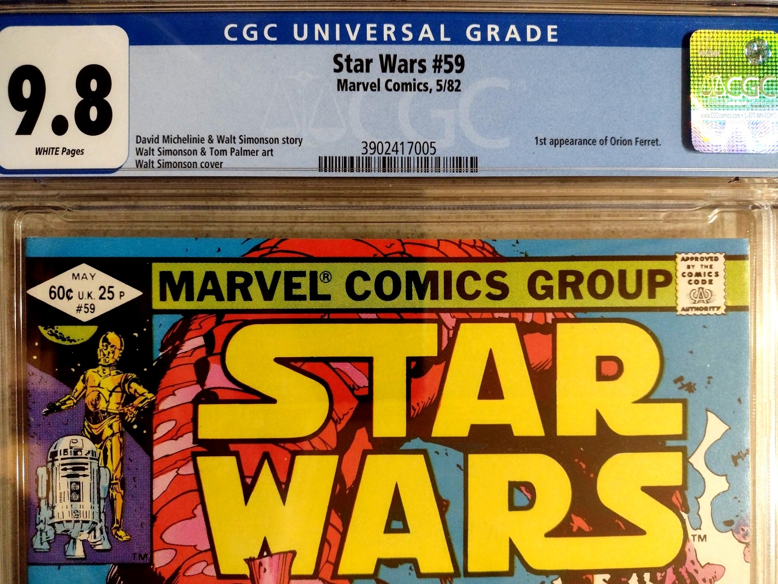 STAR WARS 59 CGC 9.8 1ST APPEARANCE OF ORION FERRET 1982 MARVEL WHITE ...