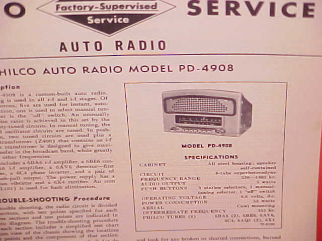 1949 PLYMOUTH DELUXE DODGE WAYFARER MEADOWBROOK PHILCO AM RADIO SERVICE ...