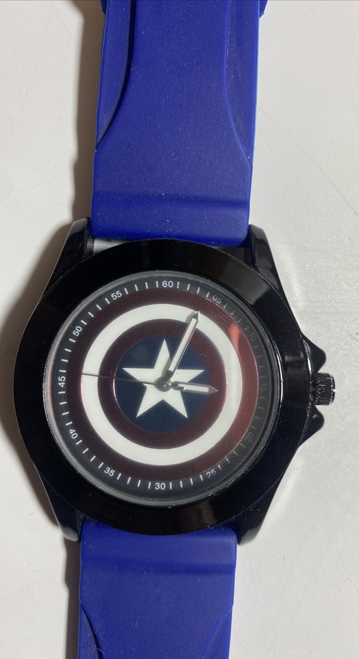 Marvel Captain America Shield Logo Wrist Watch + Rubber Strap | eBay