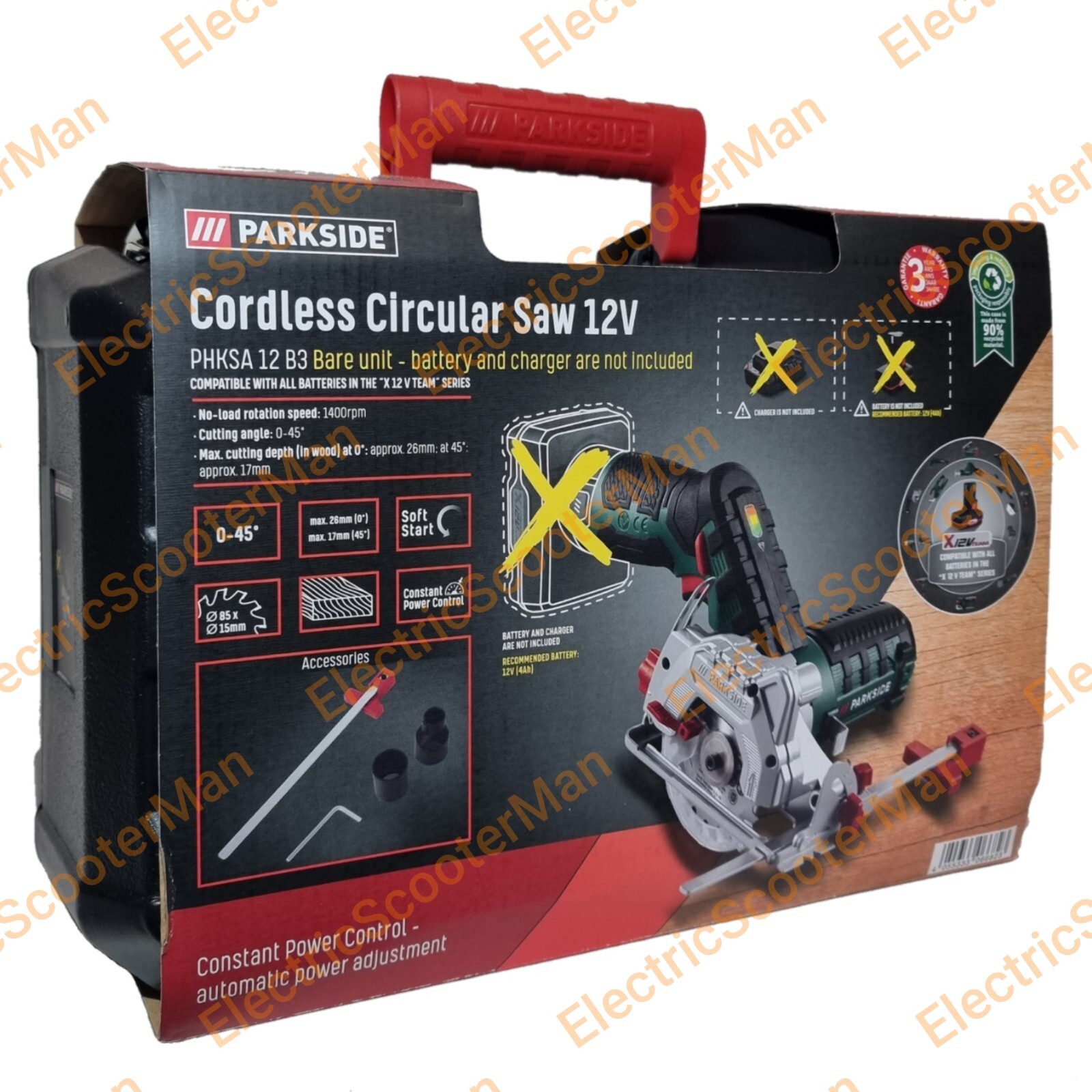 Parkside 12V Cordless Ø85mm Mini Circular Saw Optional For 4Ah Battery ...