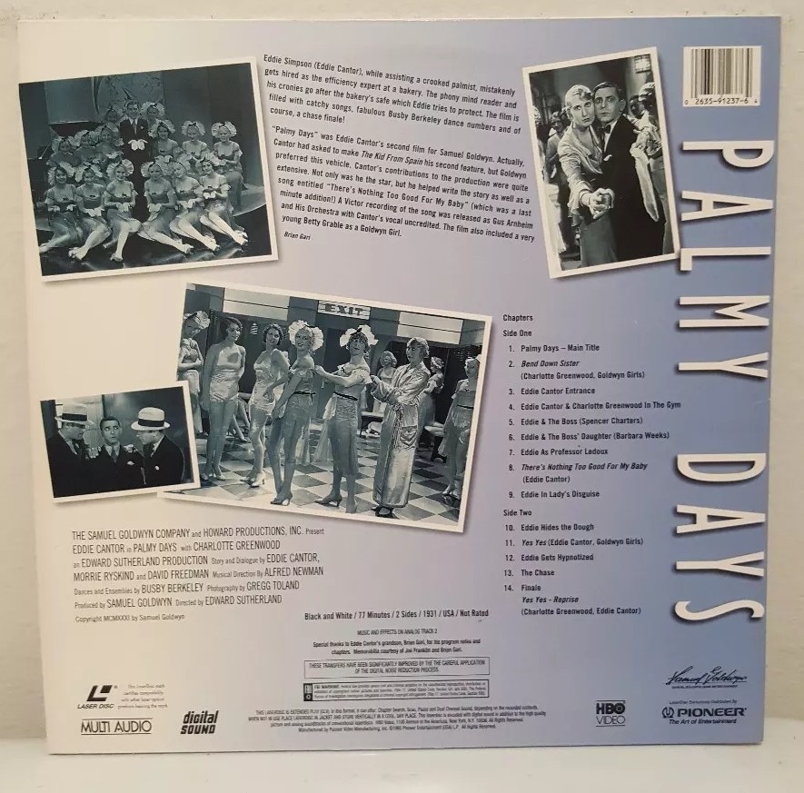 PALMY DAYS 1931 Eddie CANTOR Goldwyn Cover Girls Digital Restored Rare ...