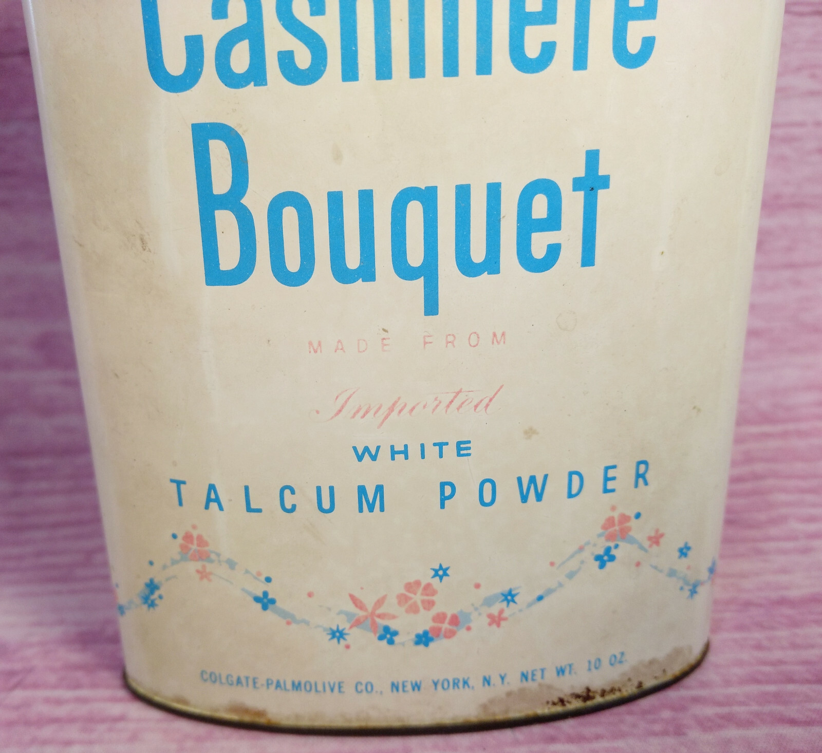 Cashmere Bouquet Talcum Powder Vintage Tin Colgate Palmolive White Blue ...