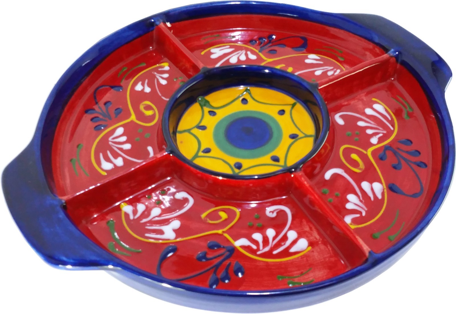 5 Compartment Tapas Serving Dish 21 cm Traditional Spanish Handmade ...