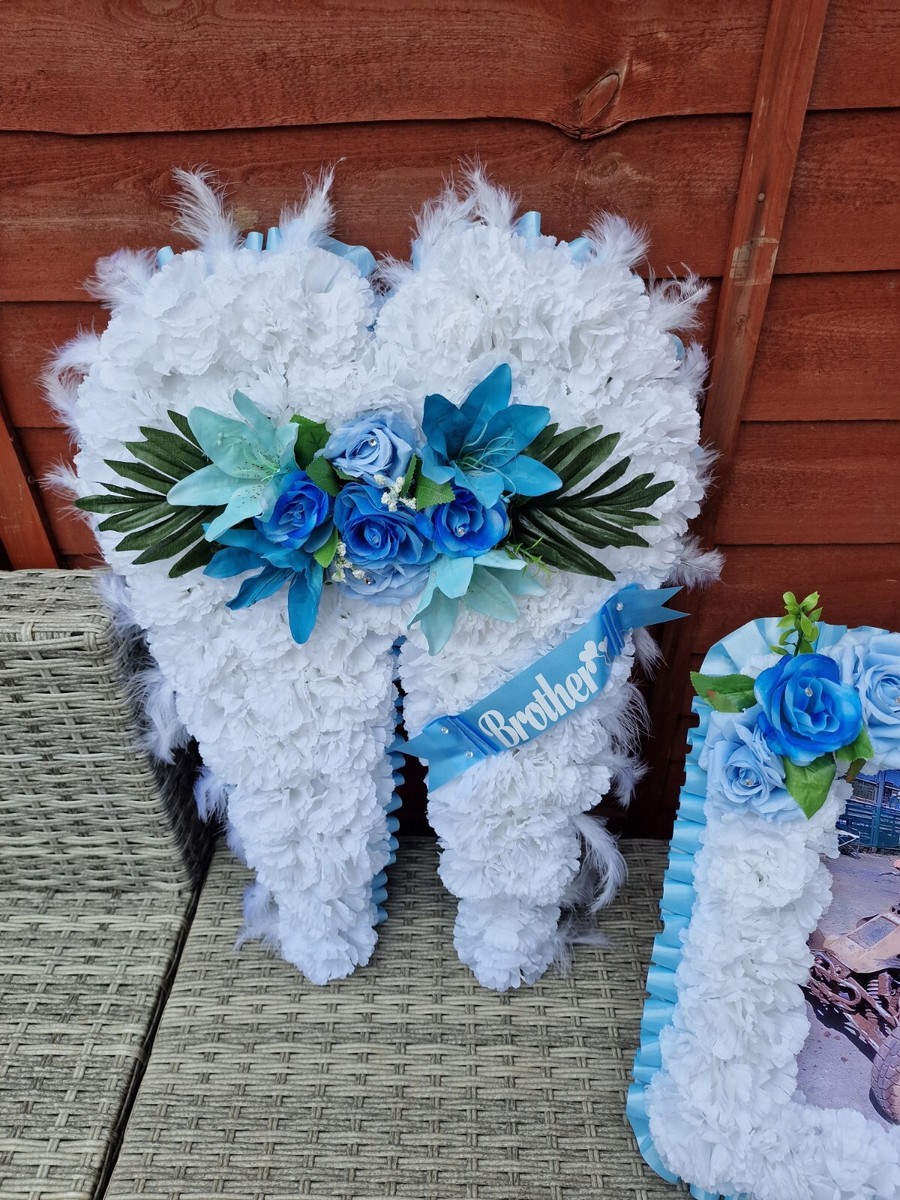 Funeral Arrangements With Angels Angel Wing On Stand Funeral Flowers