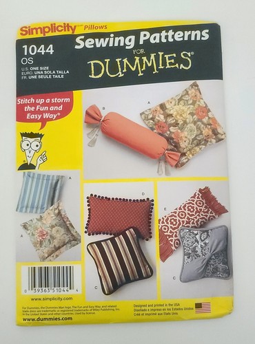 Simplicity 1044 Pillows Easy To Sew Beginner Designs Couch Neck Style ...