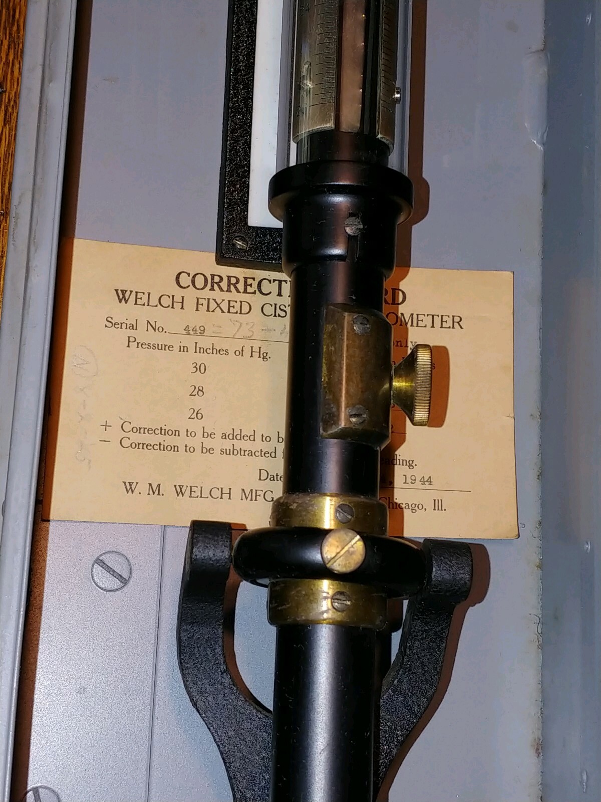 Rare 1944 U.S. Navy - W. M. Welch Kew Pattern Fixed Cistern Barometer ...