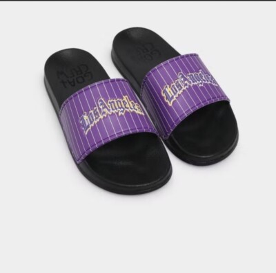 Goat Crew Mens Los Angeles Purple/Yellow Slide On slippers | eBay