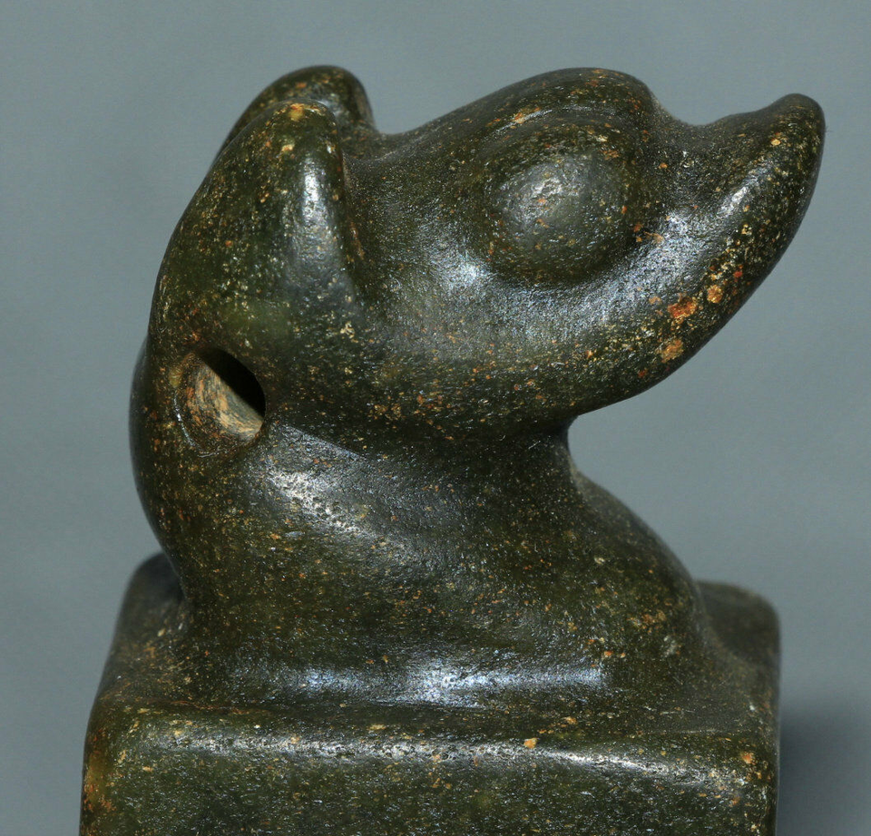 Chinese Old Natural Green Jade 12 Zodiac Year Animal Snake Head Seal ...