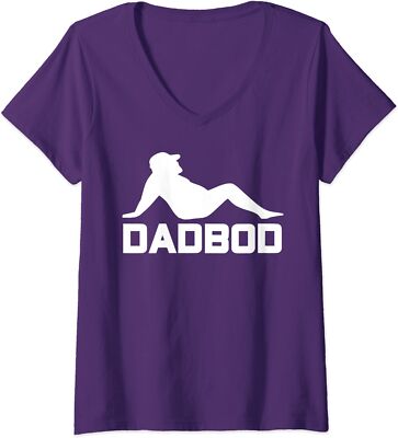 Dad Bod Funny Dadbod Silhouette With Beer Gut Ladies' V-Neck Tshirt | eBay