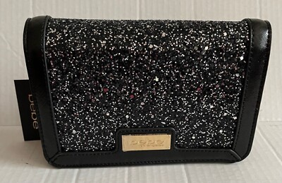 BEBE Charlotte Glitter Crossbody, Evening Bag Black/Black Glitter NEW ...